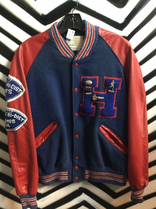 Varsity Letterman Jacket Two toned W letter Patches Pins