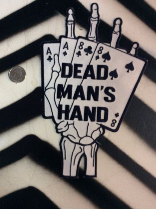 SKELETON HAND HOLDING DEAD MAN'S CARD HAND BACK PATCH - LARGE ...