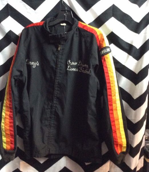 Mechanics Jacket W/rainbow Racing Stripe Design | Boardwalk Vintage