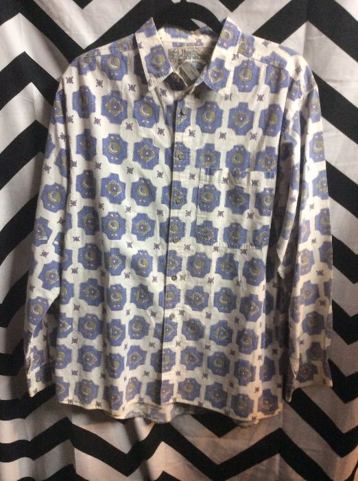 1990s Shirt W moroccan Print Design Boardwalk Vintage 1990s Shirt W moroccan Print Design Boardwalk Vintage