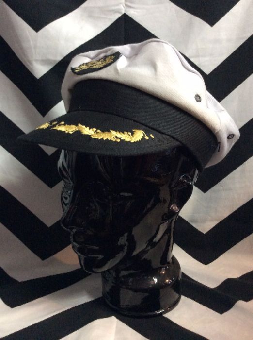 Ship Captains Hat Embroidered Patch Brim Boardwalk Vintage Ship Captains Hat Embroidered Patch Brim Boardwalk Vintage