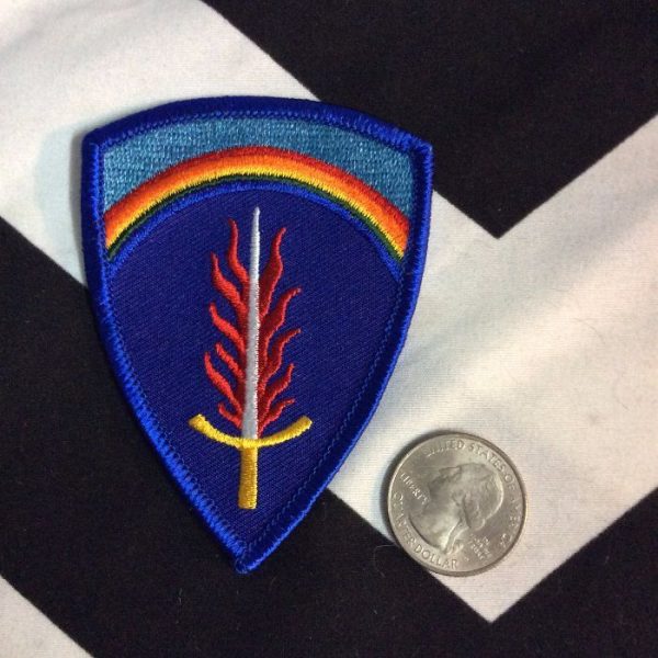 Bw Patch – Flaming Sword W/rainbow – Shield Shape | Boardwalk Vintage