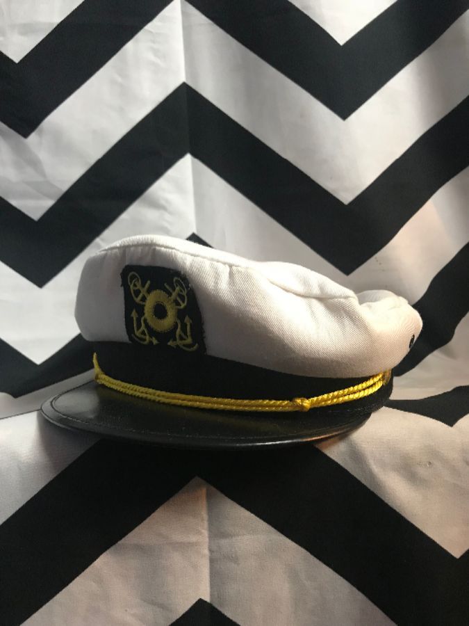 SHIP CAPTAINS HAT W/ ANCHOR DESIGN ON FRONT » Boardwalk Vintage