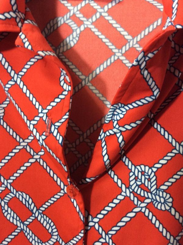 Polyester Blouse W/ Nautical Rope Design | Boardwalk Vintage