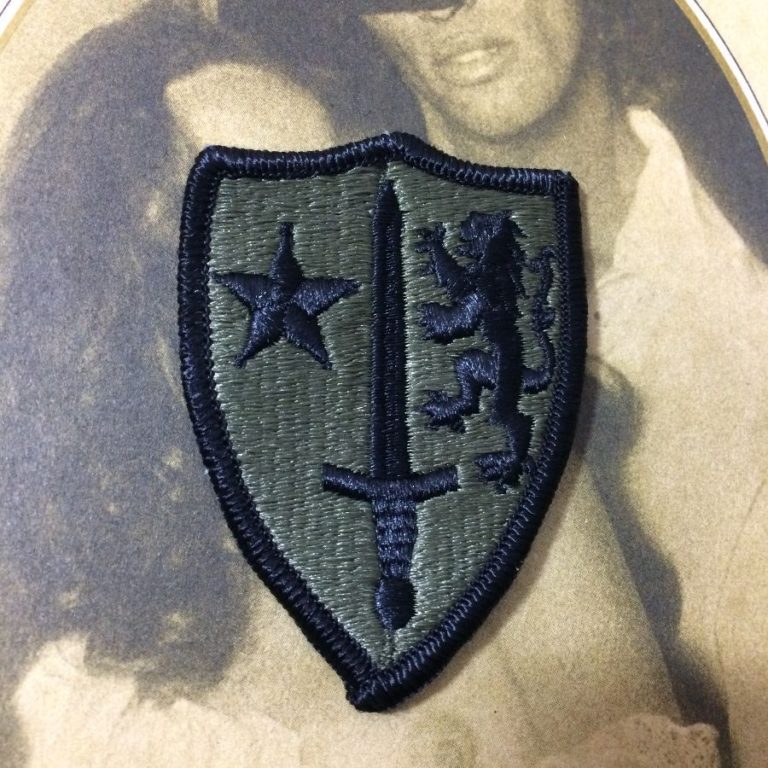 Vintage Military Shield Patch W/ Lion/sword/star Crest | Boardwalk Vintage