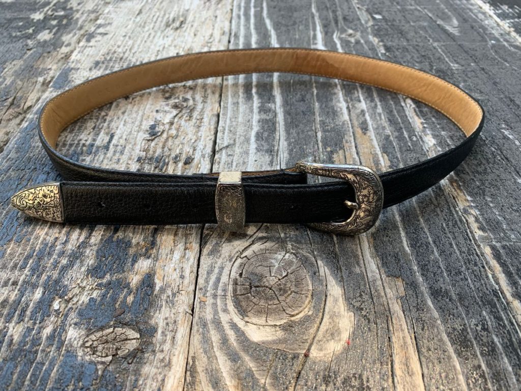 Super Soft Narrow Western Style Leather Belt With Engraved Decorative ...