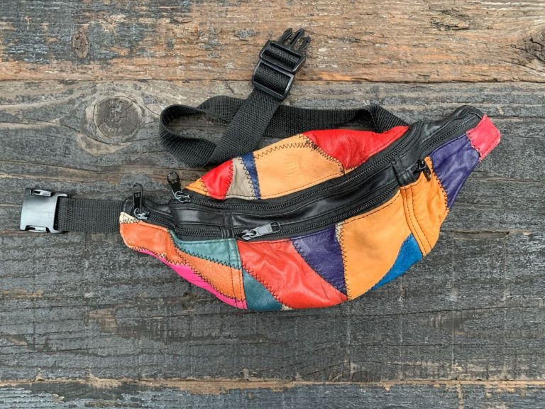 1980s-90s Colorblock Patchwork Leather Fanny Pack Multiple Compartments ...