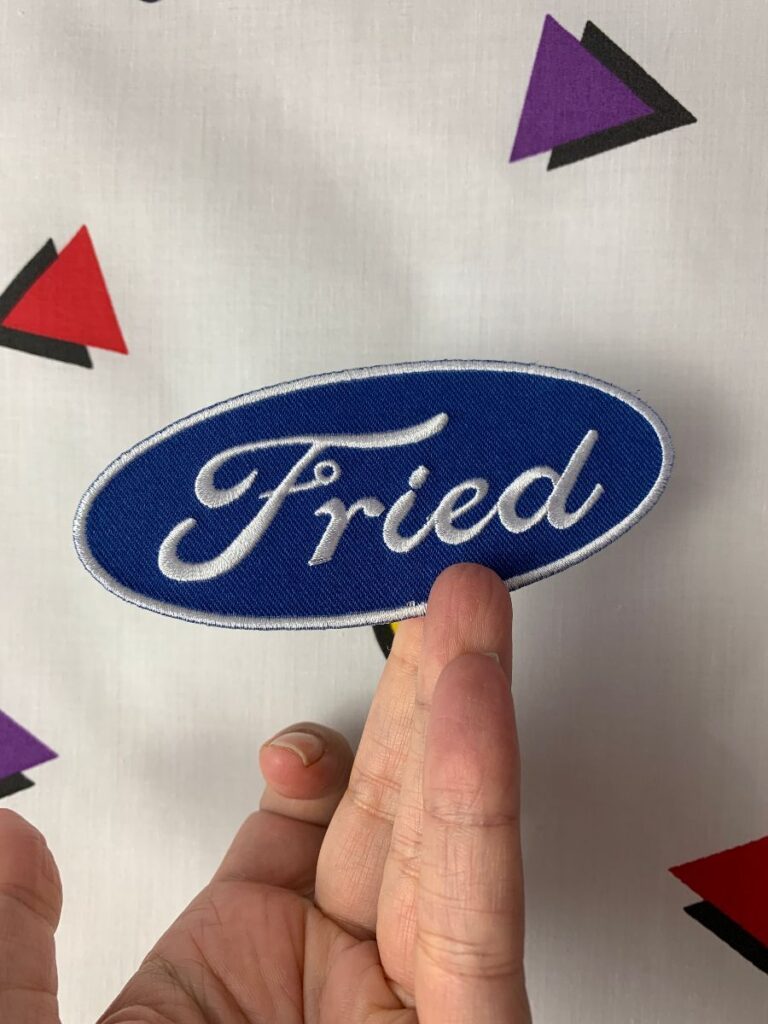 Funny Fried Ford Logo Parody Embroidered Patch | Boardwalk Vintage