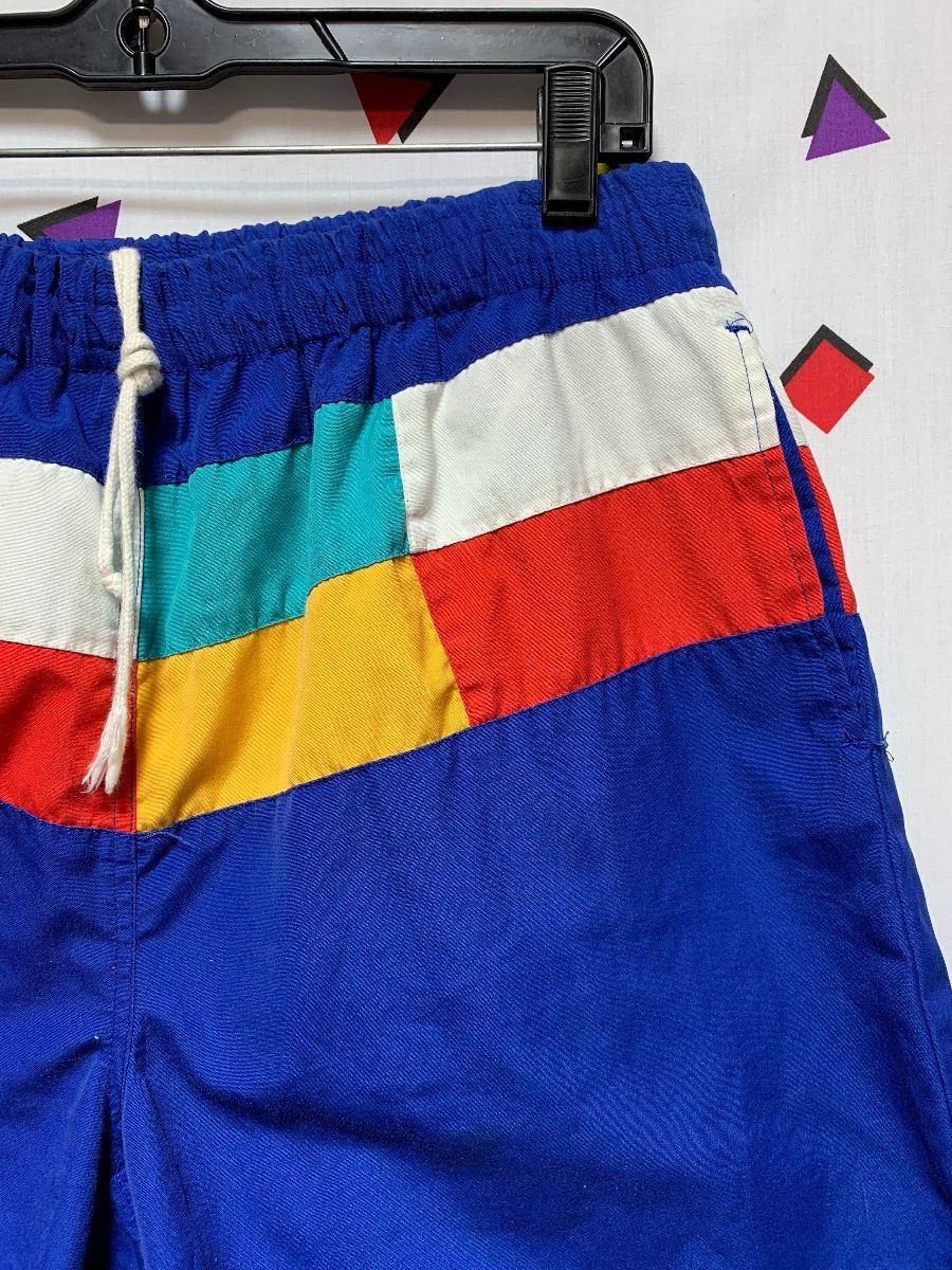 Fun Vintage Color Block Drawstring Board Shorts | Boardwalk Vintage