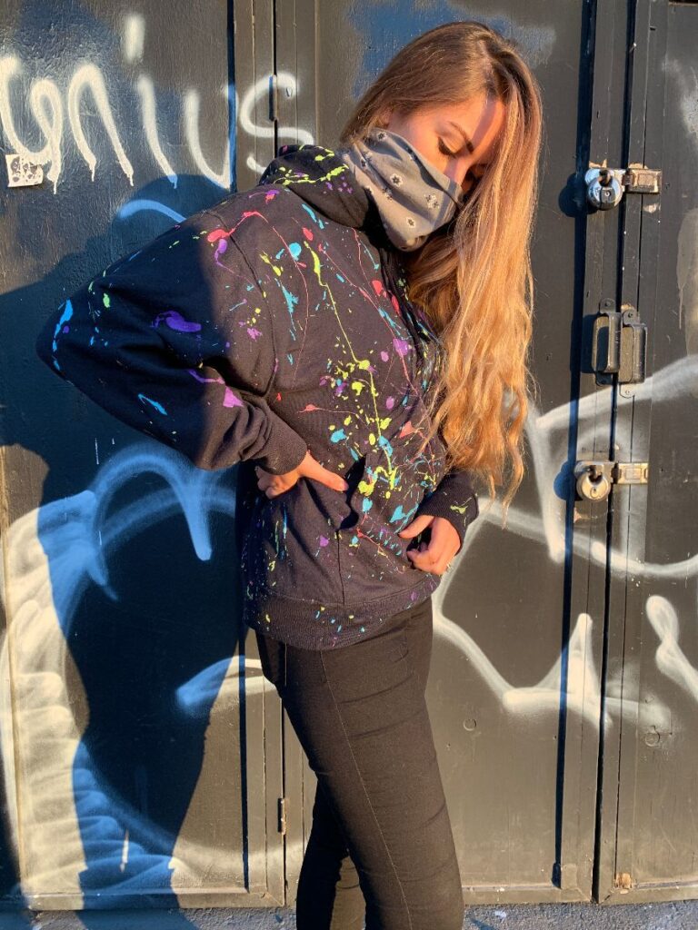 Paint-splattered Hoodie Sweatshirt Neon Colors | Boardwalk Vintage