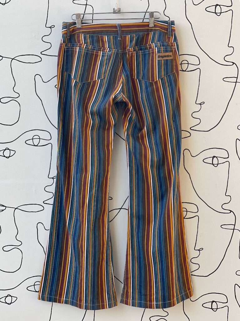 Super Cute Ultra Low Rise Hip Hugger Pinstripe Flare Pants With Zipper ...
