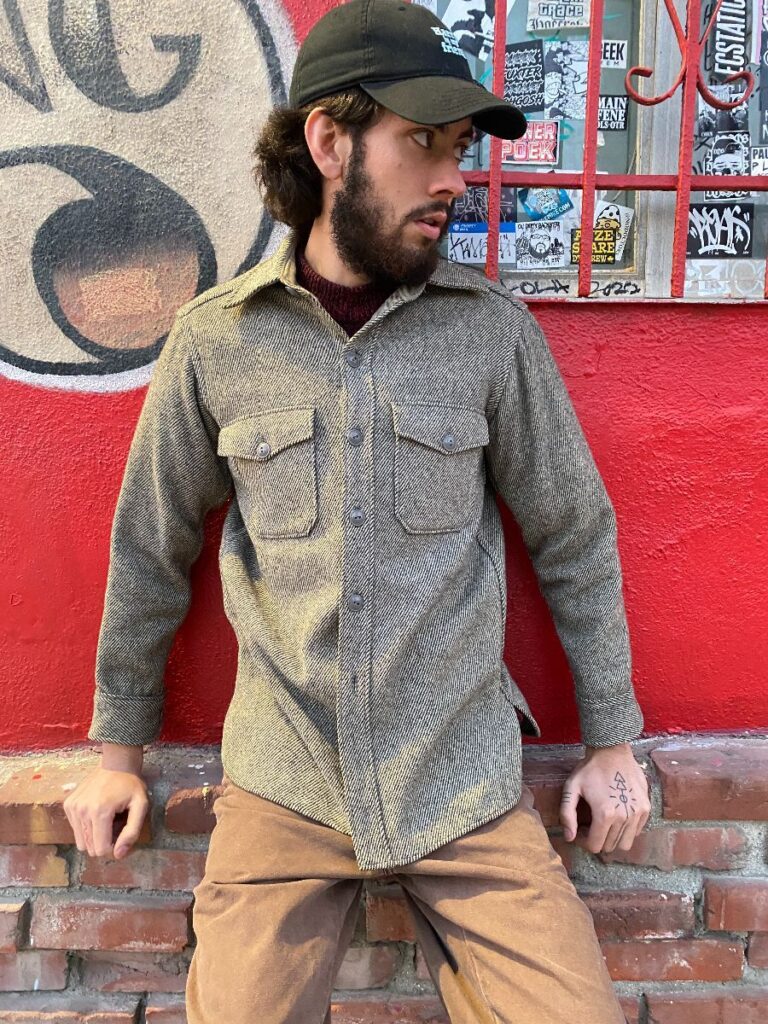 Herringbone Heavy Wool Flannel Jacket | Boardwalk Vintage