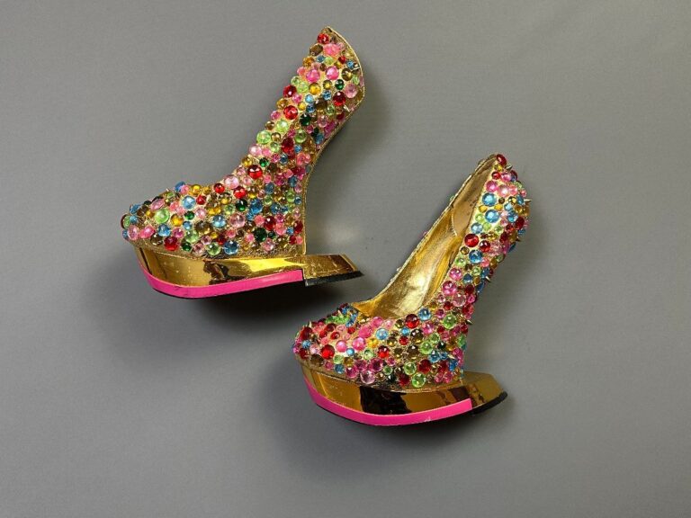 Customized Fully Jeweled Heel-less Platform Pumps | Boardwalk Vintage