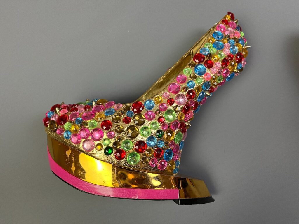 Customized Fully Jeweled Heel-less Platform Pumps | Boardwalk Vintage