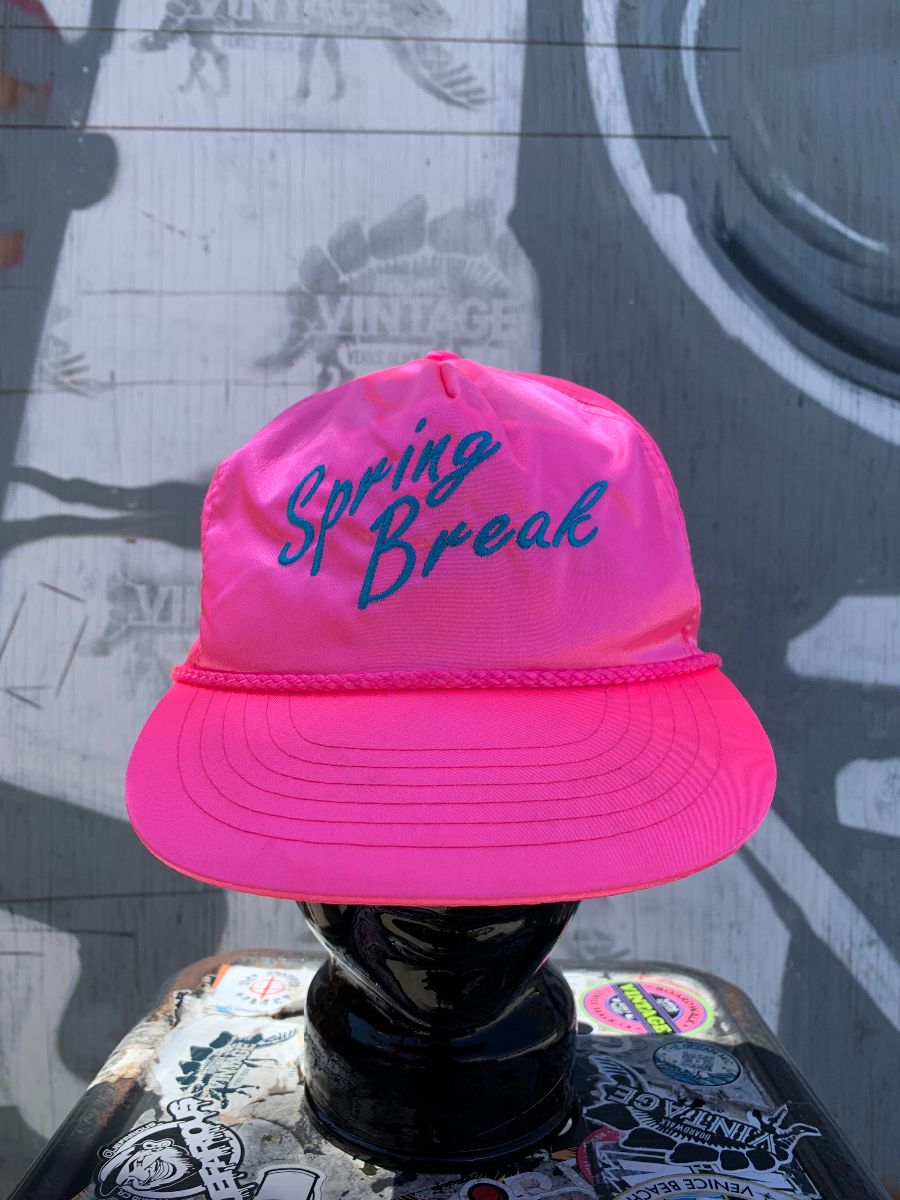 Rad! 1980s-90s Shiny Pink Embroidered Spring Break Snapback Hat Built ...