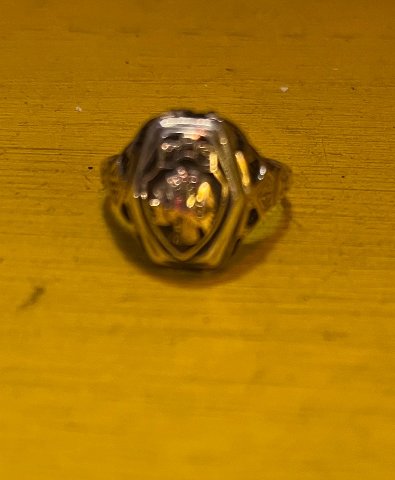 Ornate 18k Gold & Sterling Silver Signet Class Ring Indian Chief Design ...